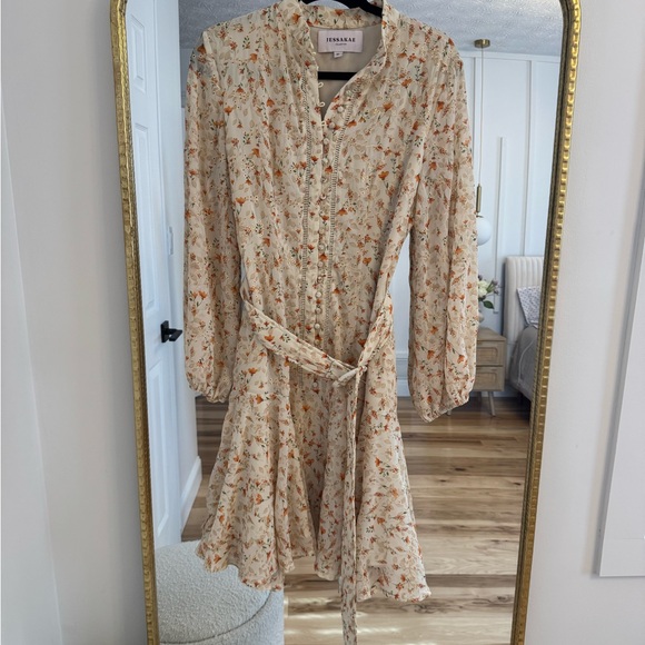 JessaKae | Dresses | Jessakae Cream And Gold Long Sleeve Mandarin ...